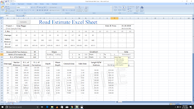 Road Estimate Excel Sheet / Software - How To Use