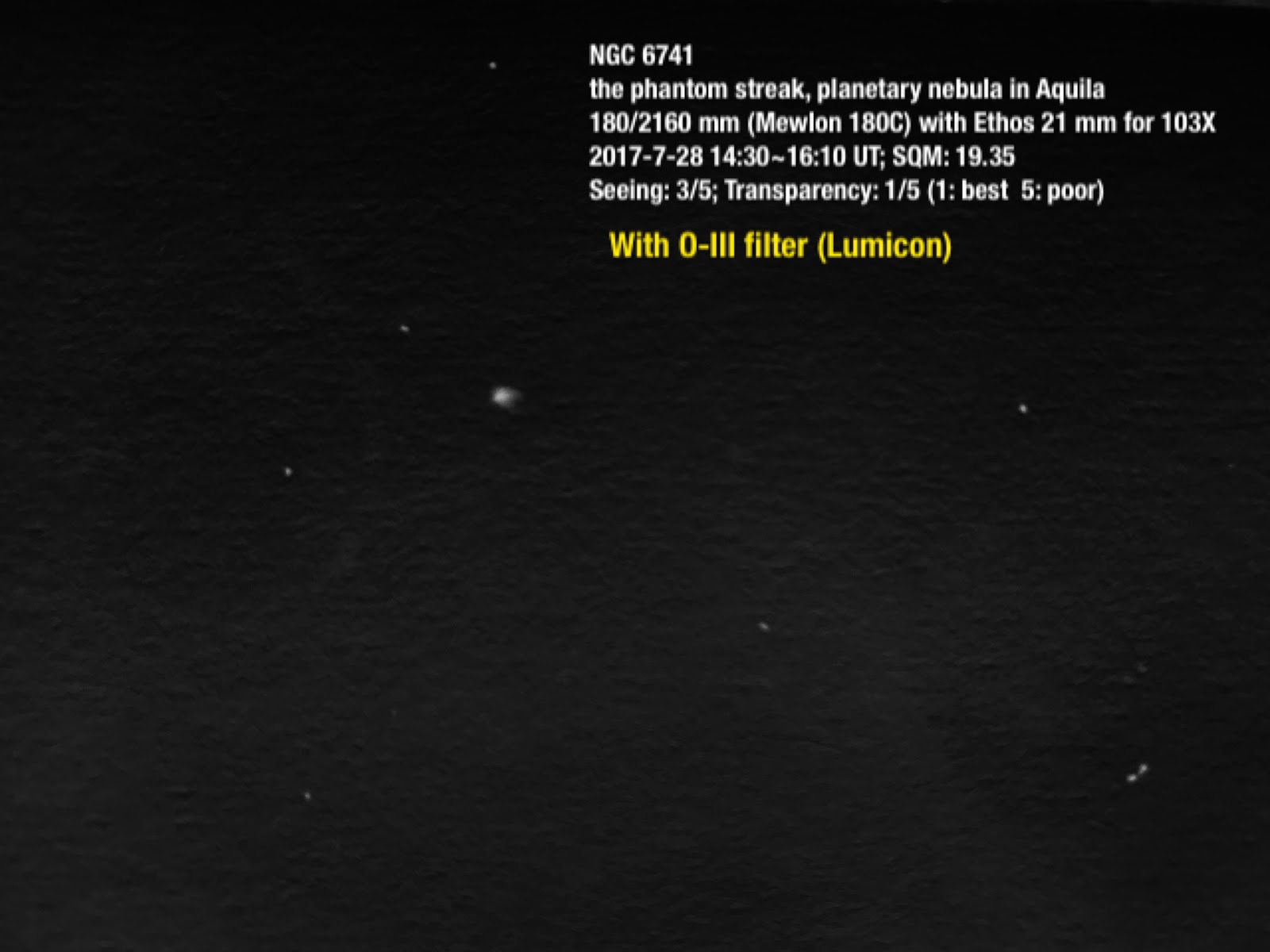 Practice: 天鷹座裏三個行星狀星雲順便開光 Mewlon-180C -- NGC 6741, NGC 6781, NGC 6790