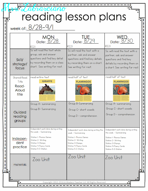Learning Lessons With Amy Labrasciano: Zoo Animals - ELA Lesson Plans #3
