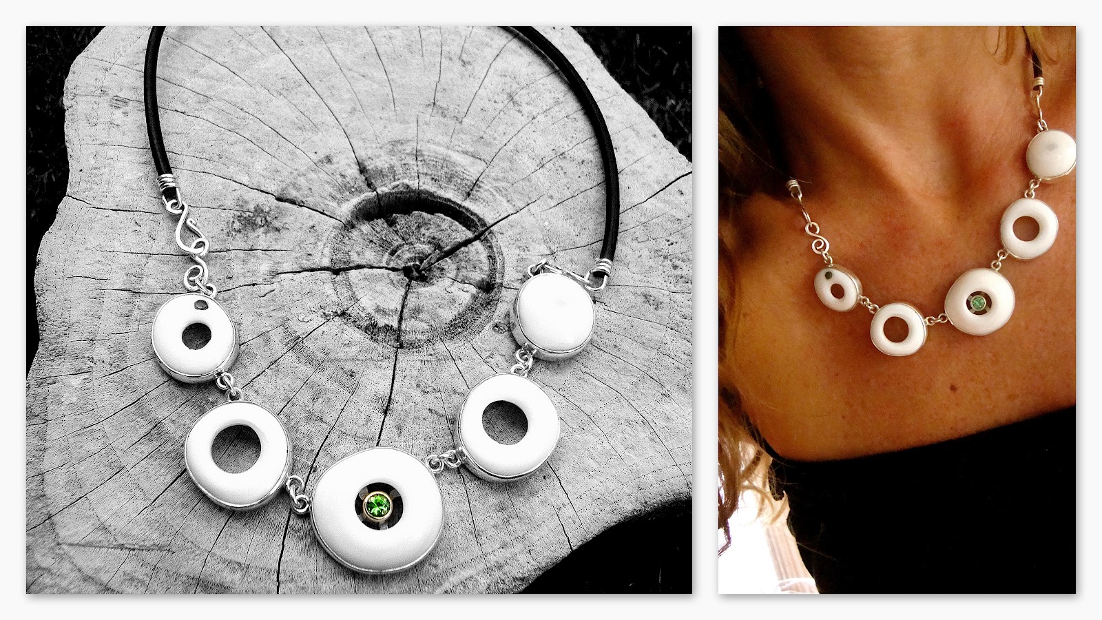 EK Art Jewelry Tamarindo Costa Rica: Puka necklace with Tourmaline