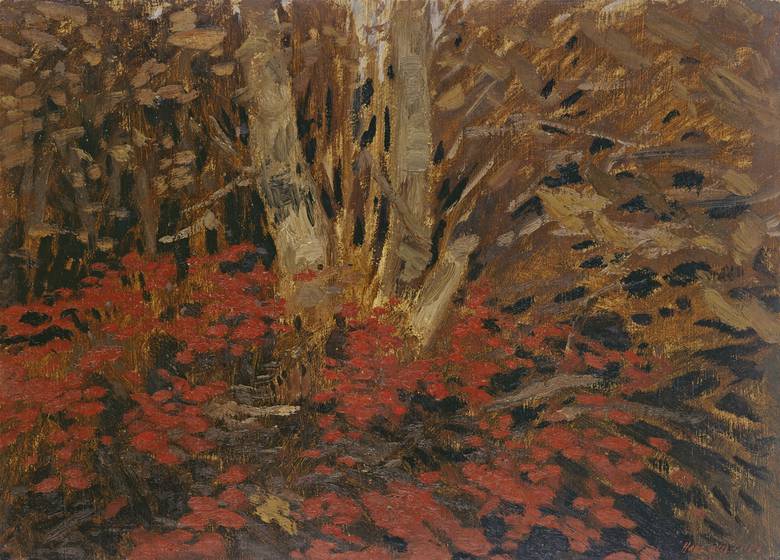 Clock Without Hands.: Birch Trees between red flowers, Hans Am Ende ...