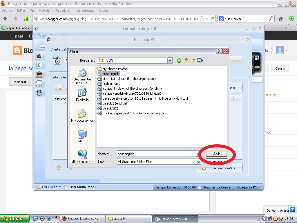 la pepa se va a los puertos: FUSIONAR Y MULTIPLEXAR CON FORMAT FACTORY