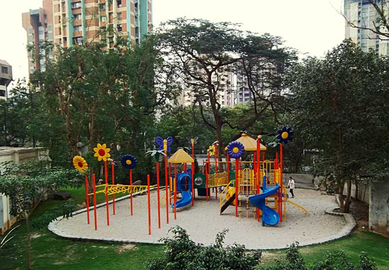 Stock Pictures: Children's Playground with slides, jungle gym and play ...