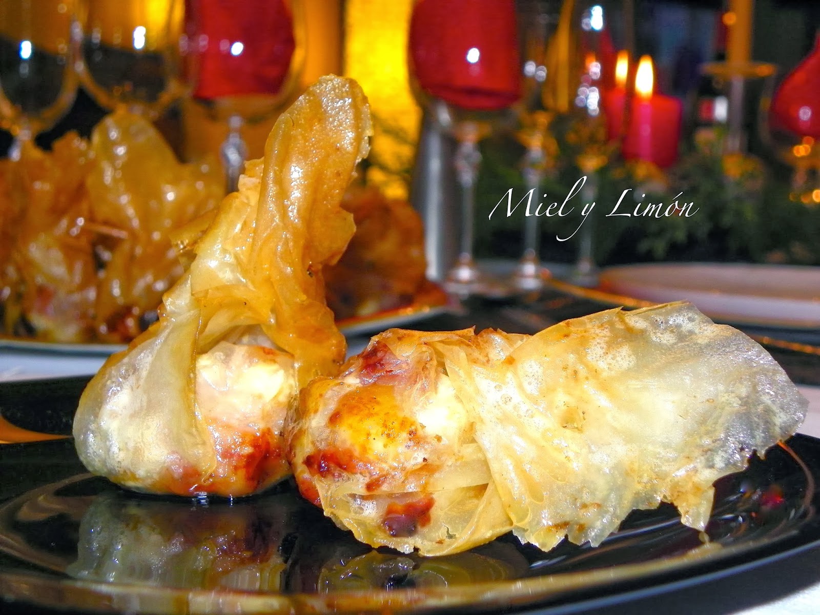 Miel y Limón Recetas: SAQUITOS de PASTA FILO rellenos de Bacon y Queso ...