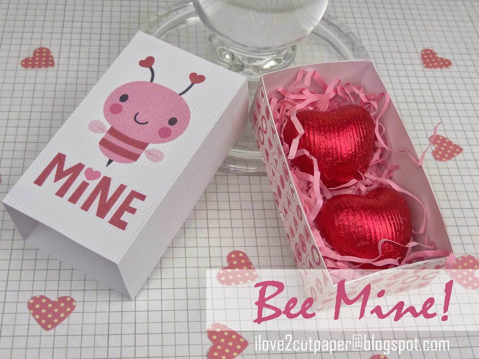 i love 2 cut paper: Bee Mine - Valentine Matchbox Candy Holder