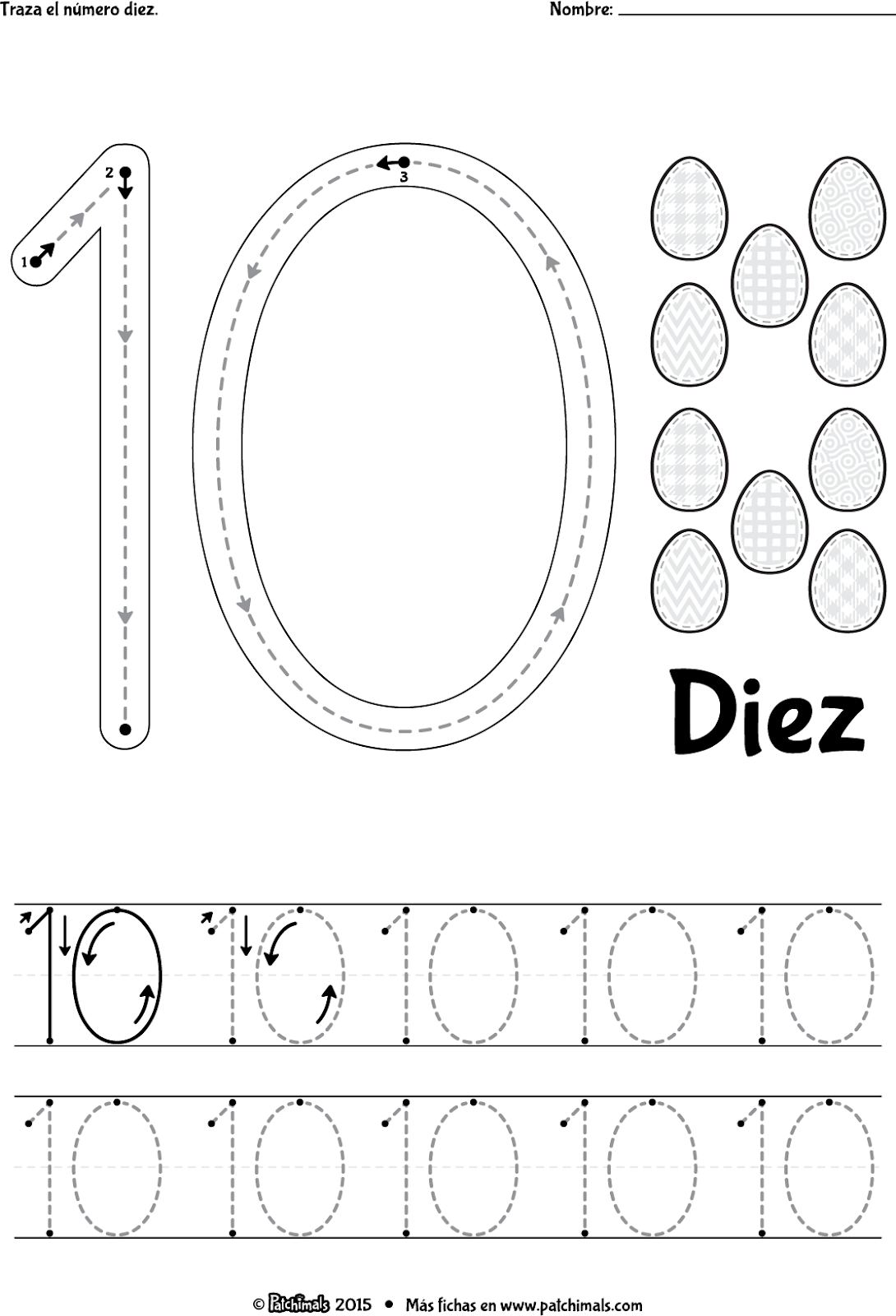 Trabajando en Educación Infantil: Otras 10 fichas del número 10