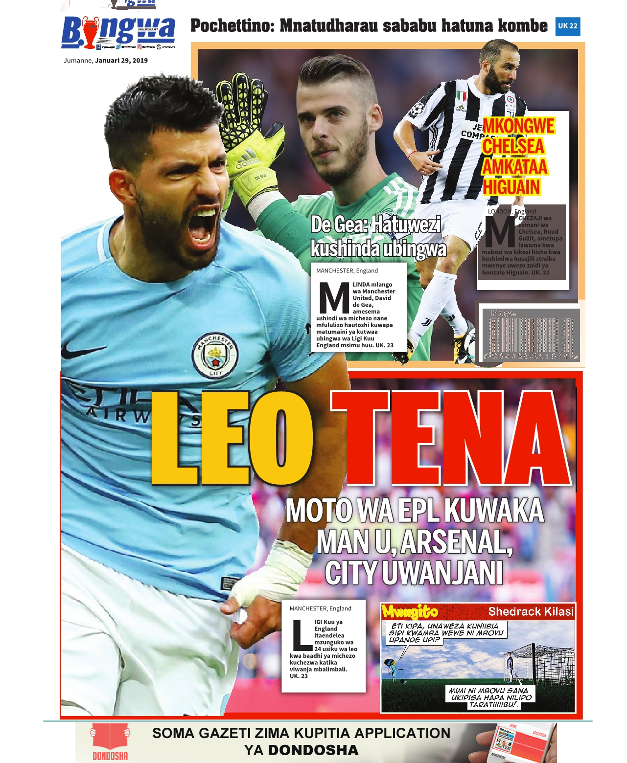 Tanzanian Today's Newspapers MAGAZETI YA LEO Tuesday 29th January, 2019 ...
