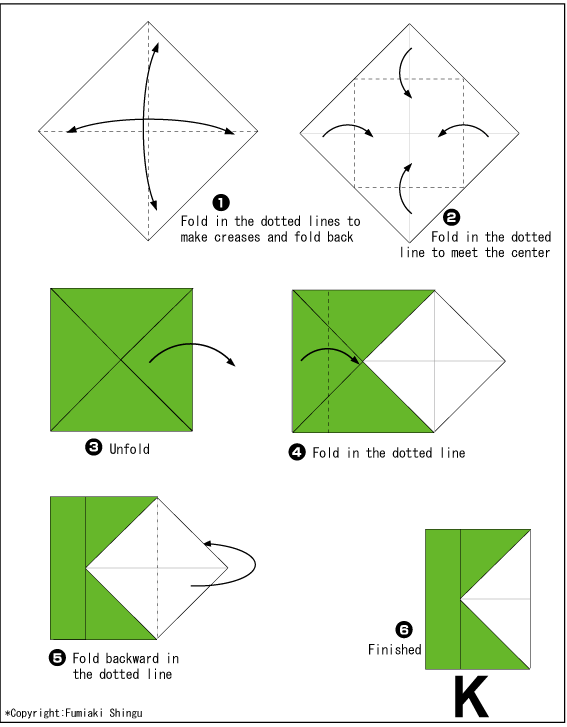 Alphabet K - Easy Origami instructions For Kids