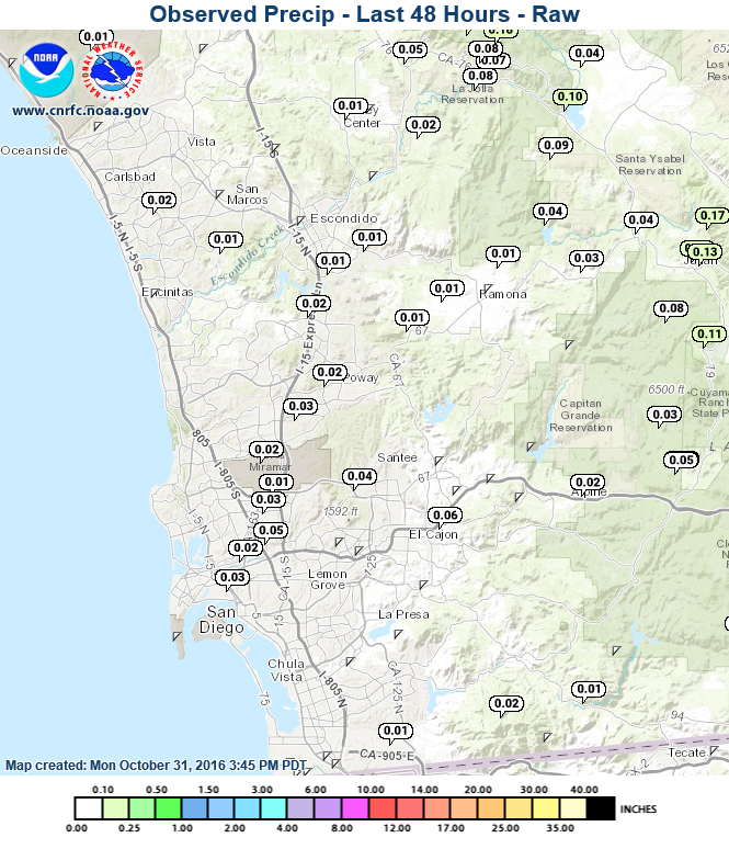 San Diego Weather Center : SAN DIEGO RAIN TOTALS: SUNDAY 10-30-2016