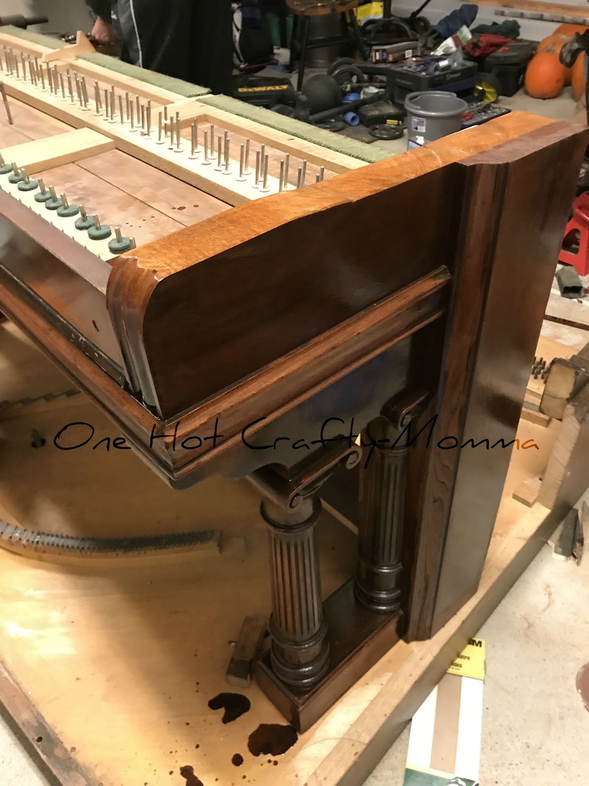 One Hot Crafty-Momma: Antique Piano Repurposing, Part 2....Hall Table