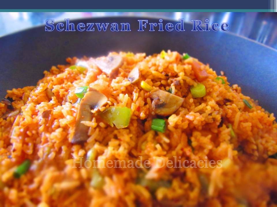 Homemade Delicacies: Mushroom Schezwan Fried Rice