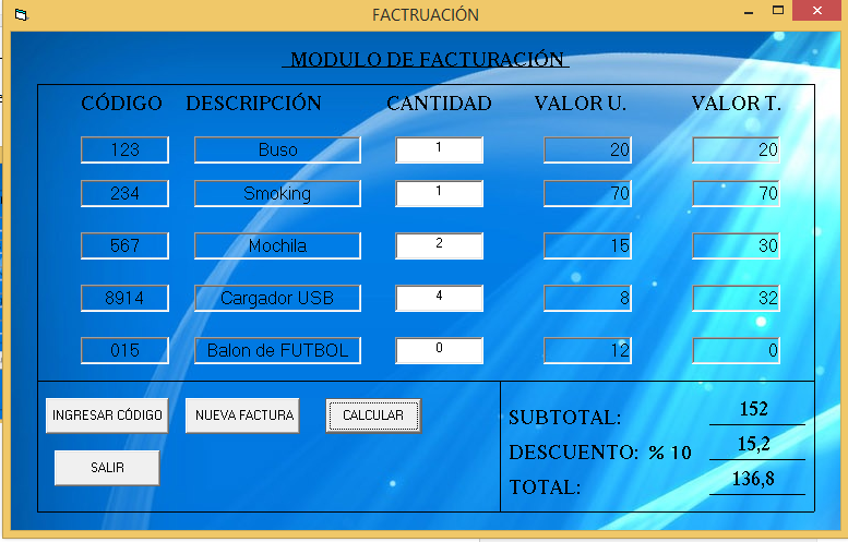 FACTURACION EN VISUAL BASIC