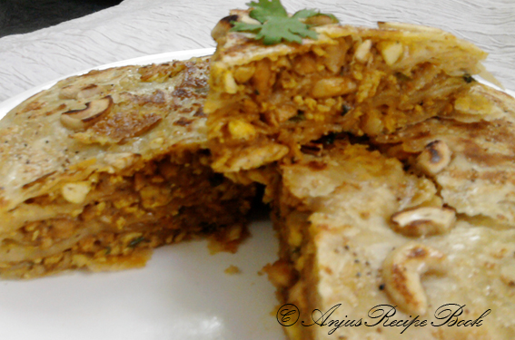 Anju's Recipe Book: Spicy Chatti Pathiri (Spicy Layered Pan Cake)