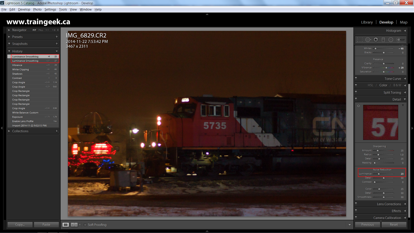 Confessions of a Train Geek: Editing a Night Photo in Lightroom