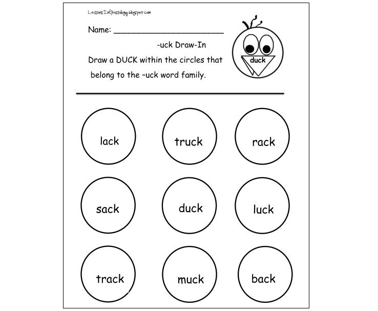 FREEBIE! Draw-In Word Family Worksheet