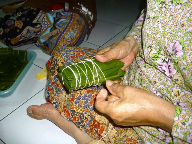 The making of Burasak, a Bugis traditional food.