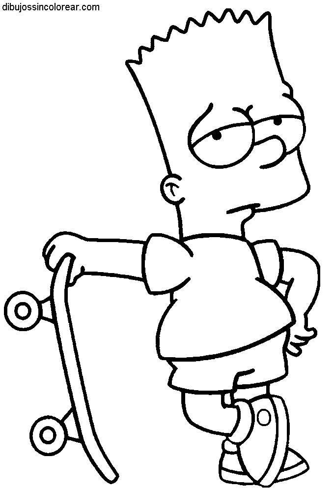 Dibujos Sin Colorear: Dibujos de Bart Simpson (Los Simpsons) para Colorear