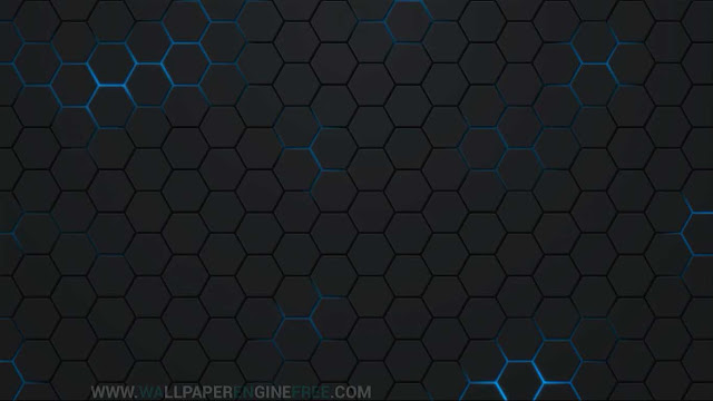 Download Polyhedron Neon Blue Wallpaper Engine Free