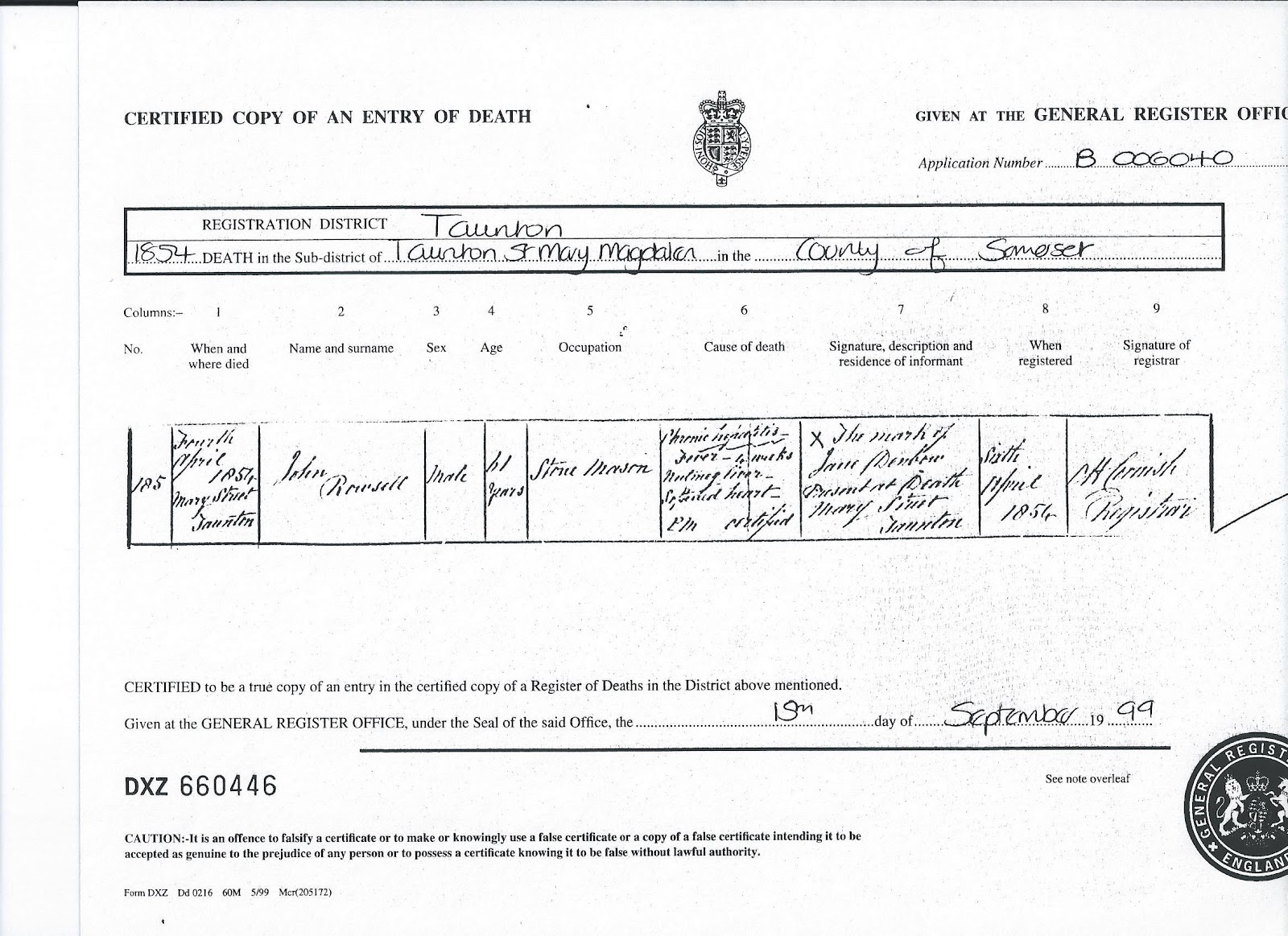 A Rowsell Family: John Rowsell 1792 - 1854