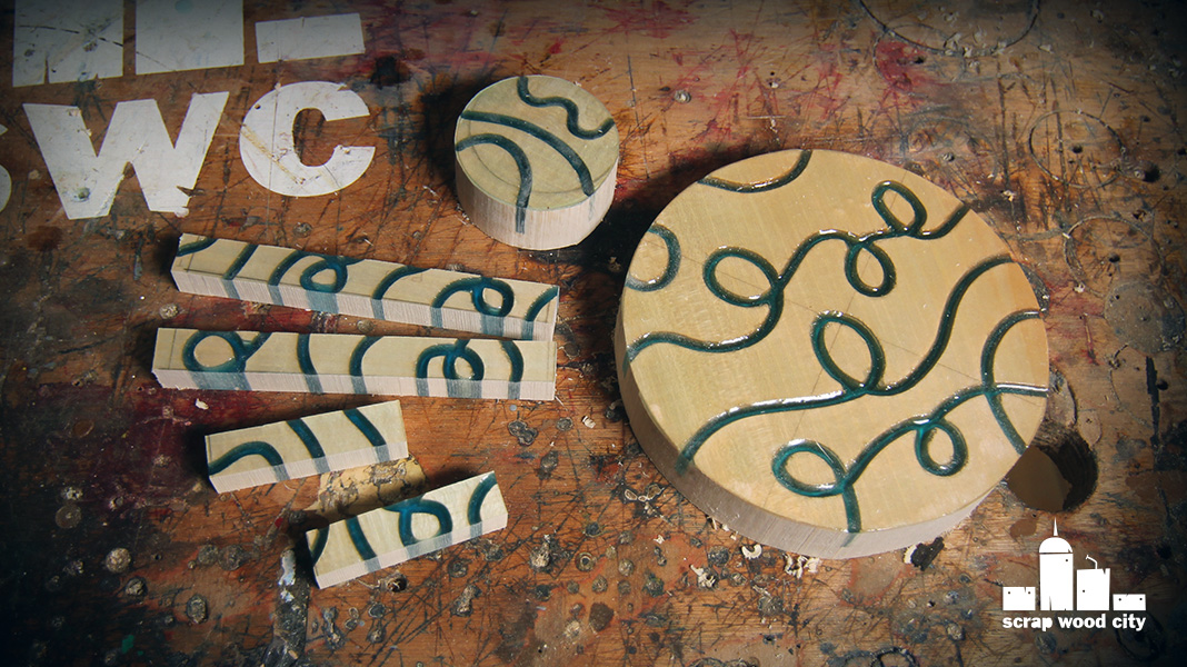 scrap wood city: Epoxy resin, CNC machine and woodturning experiments