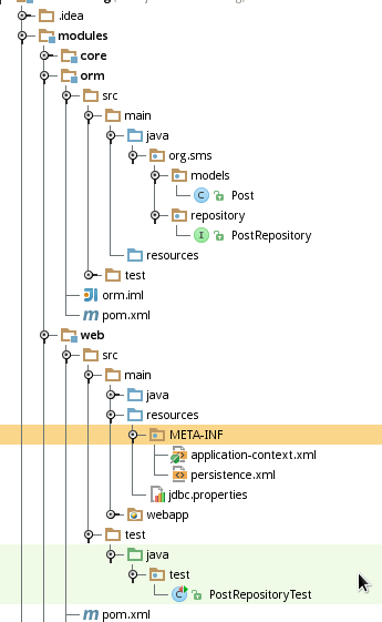 Maven project with Spring data JPA and Hibernate