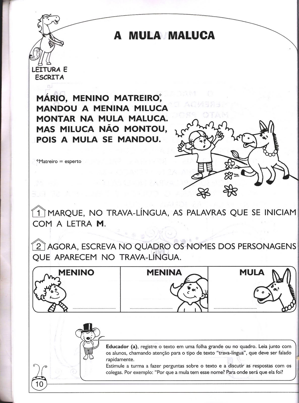 ATIVIDADES DE ALFABETIZAÇÃO COM A LETRA M — SÓ ESCOLA