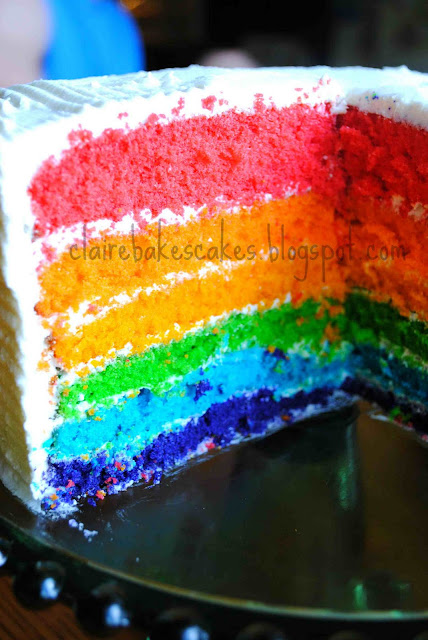 My Life as a MOM: OH so colorful Rainbow Cake - RECIPE