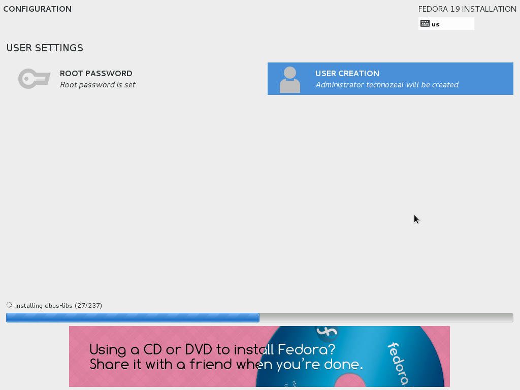 Install Fedora 19 using Netinstall