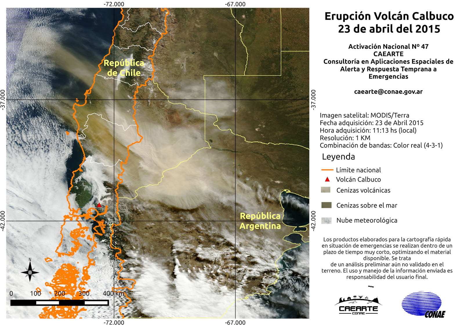 Argentina en el Espacio: La erupción del volcán Calbuco vista por satélites