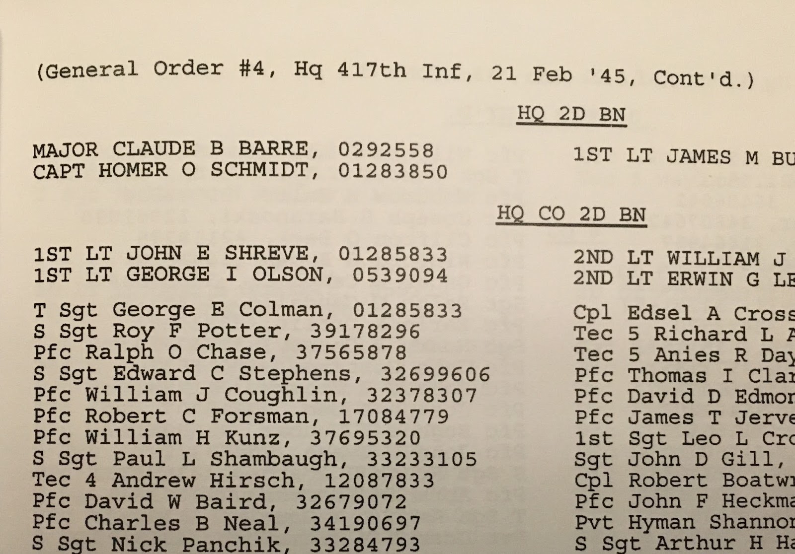 76th Infantry Division in WWII Collection: HQ-Co, 2nd Bn, 417th ...