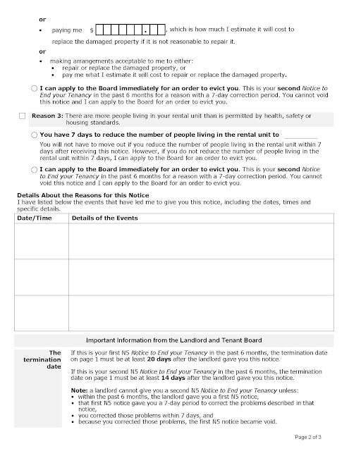Ontario Landlord and Tenant Law: Form N5 technicalities: terminating a ...