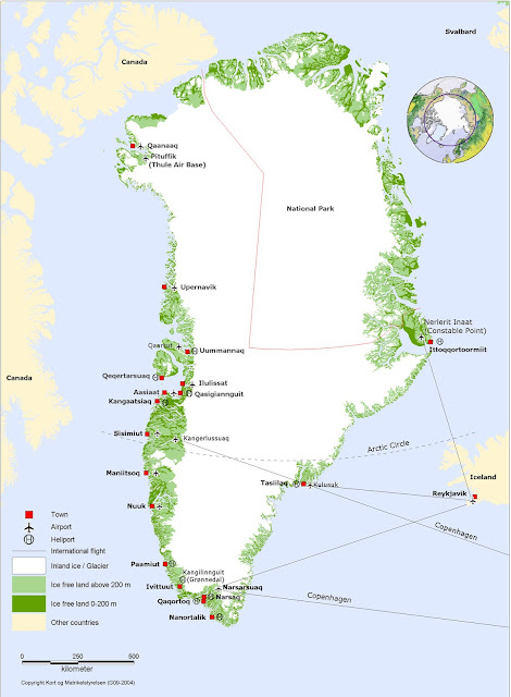 GREENLAND - GEOGRAPHICAL MAPS OF GREENLAND