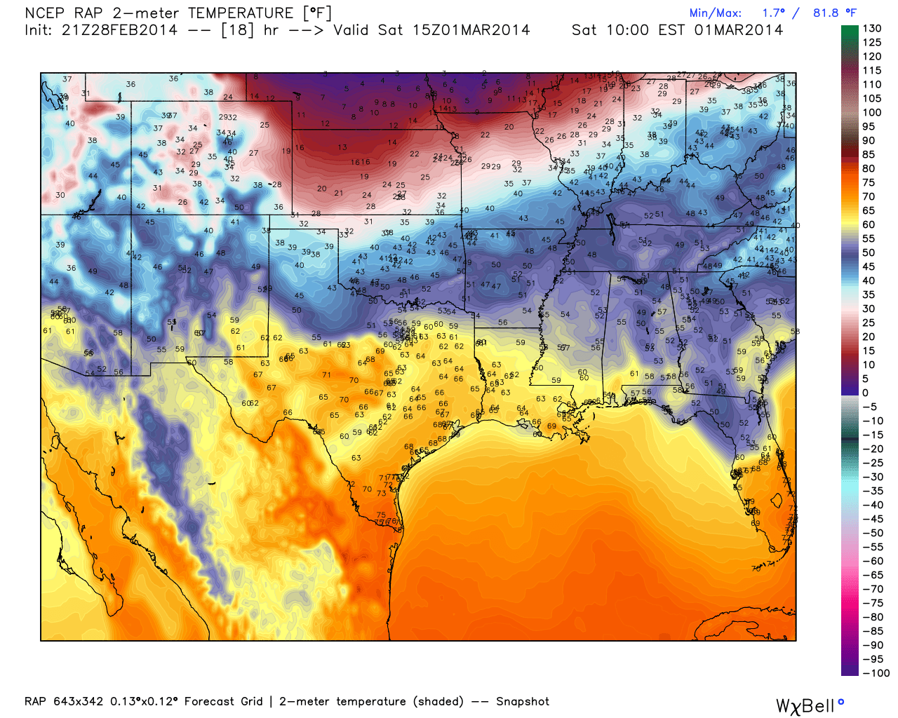 142-Degree Temperature Spread Forecast Tomorrow Morning!