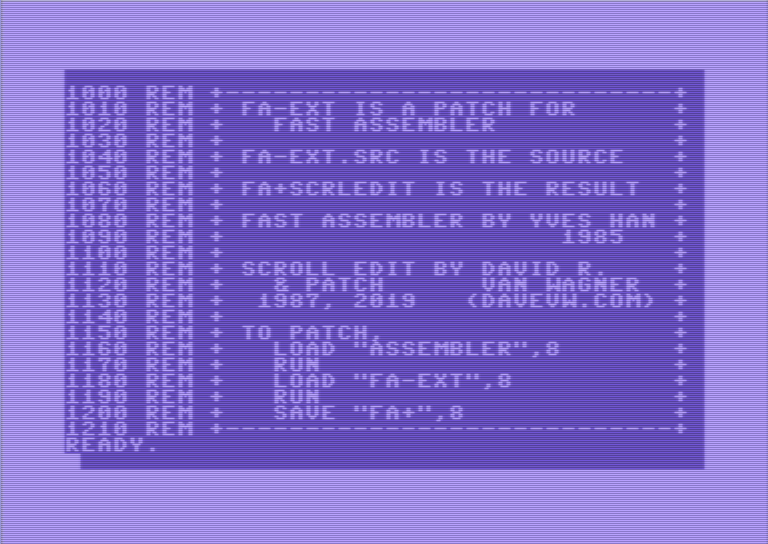 Tech with Dave: C64: Scrolling Editor for The Fast Assembler, 31 years late