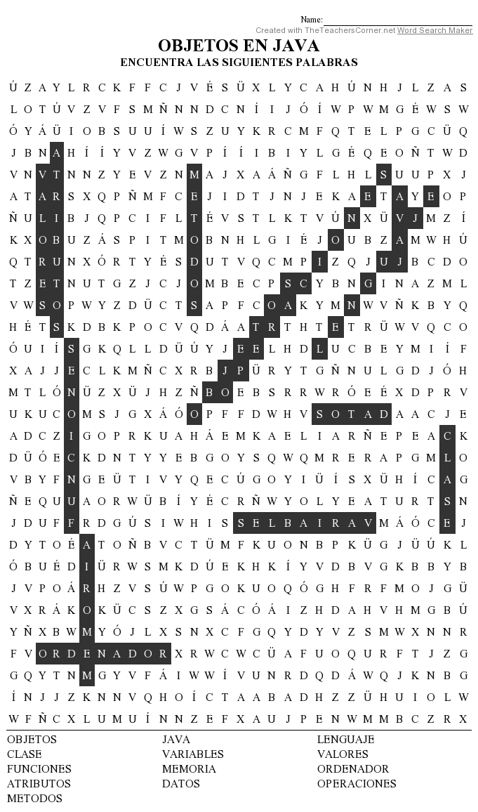 Desarrolla Software Utilizando Programación Orientada a Objetos 3A DME: SOPA DE LETRAS: OBJETOS ...