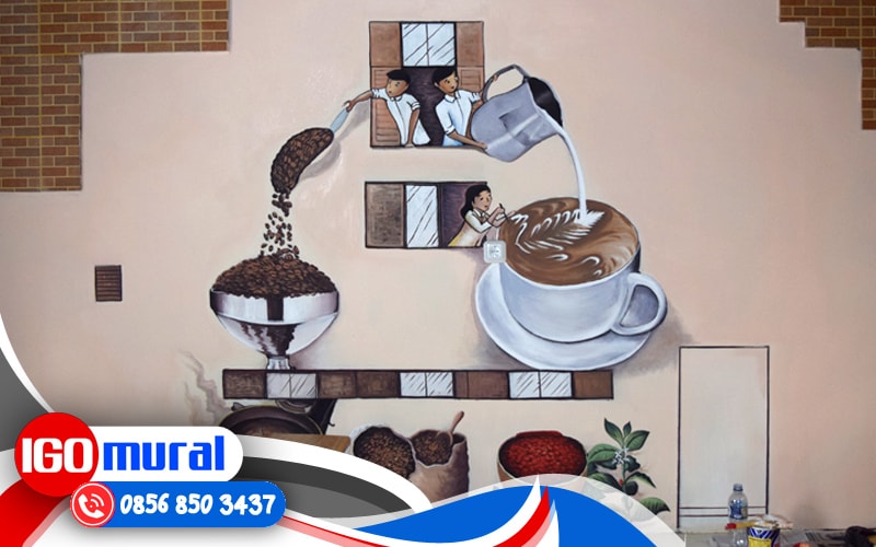 Milk Mural Coffee Shop Art Table | Mural Cafe Bandung, Mural Cafe Hitam ...