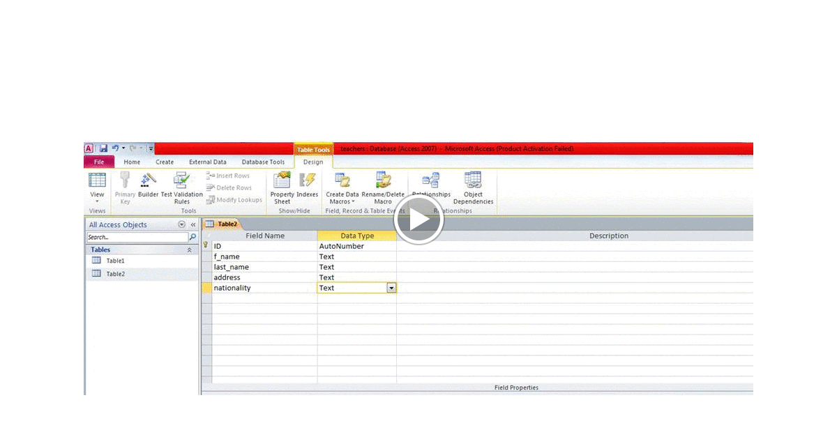 الدرس 10 (شرح تعيين القيمة الافتراضية set default value لأى حقل field ) فى الاكسيس microsoft ...