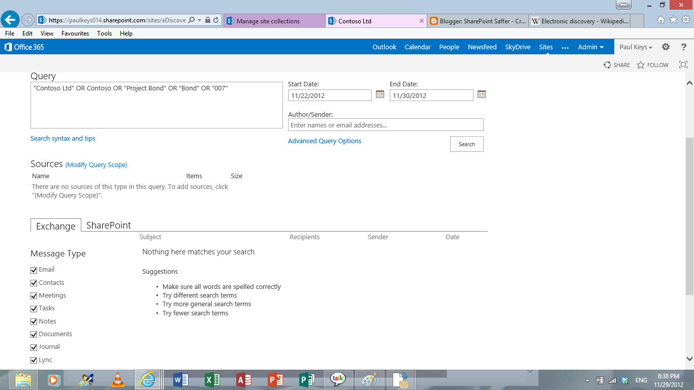 Paul Keys's SharePoint Blog: SharePoint 2013: eDiscovery