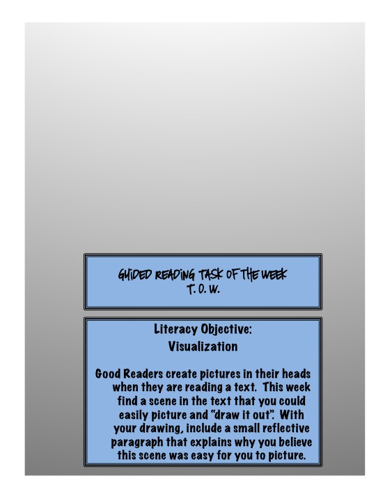 The Reading Buddies: Guided Reading Task of the Week (TOW)