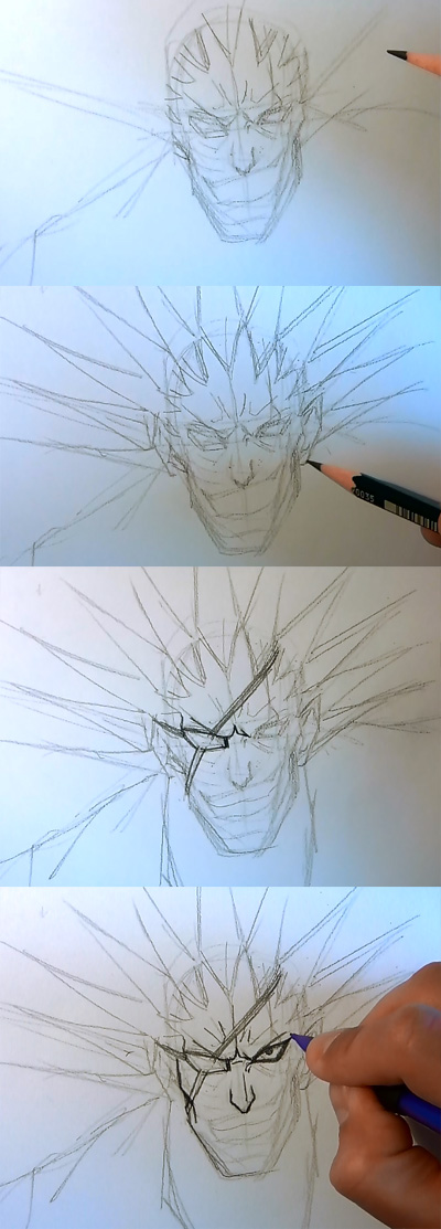 How to draw Manga Kenpachi from Bleach