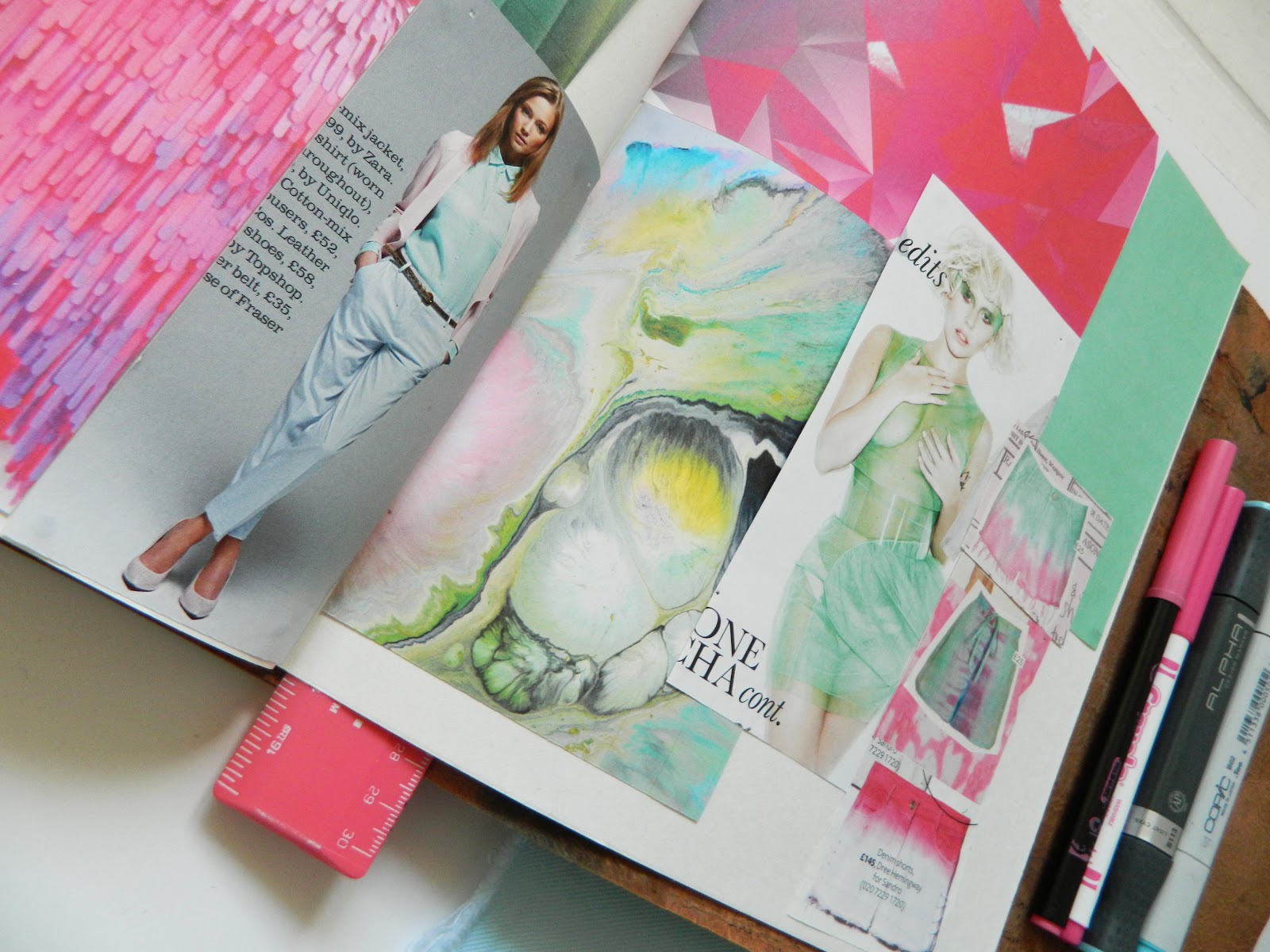 Life In Fashion: Mint Pink Sketchbook Pages