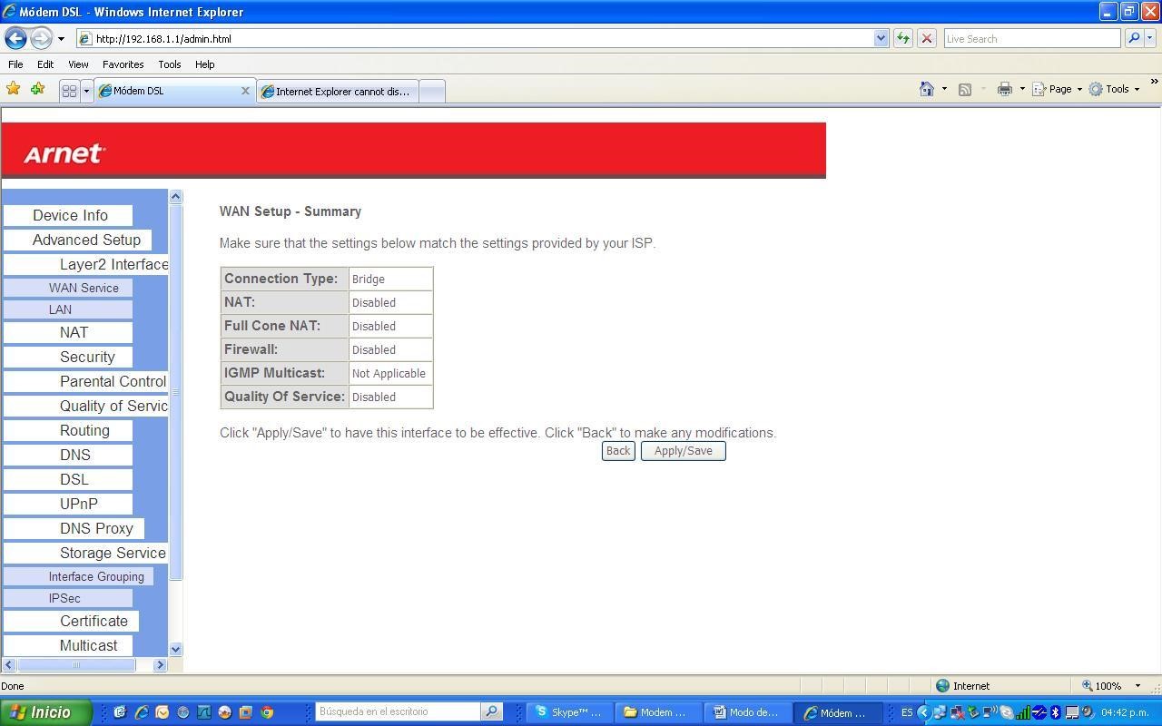 Telecomunicaciones: Modem en modo Bridge