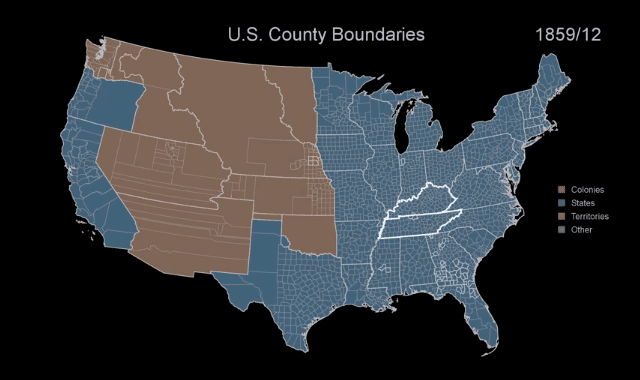 A Time Lapse of Changing USA Boundaries, 1629-2000 [Video] - Visualistan