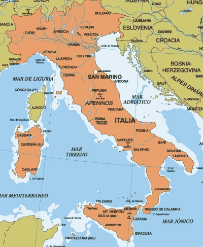 Mapas del Mundo: Mapa de Italia en el mundo