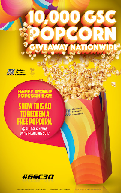 GSC Cinemas Free Small Caramel Popcorn Giveaway 19 January 2017