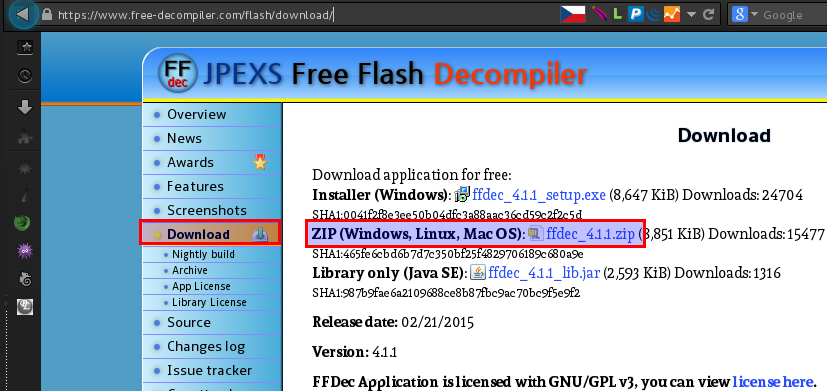 SWF 디컴파일러 FFDEC (JPEX Free Flash Decompiler) 설치 및 사용