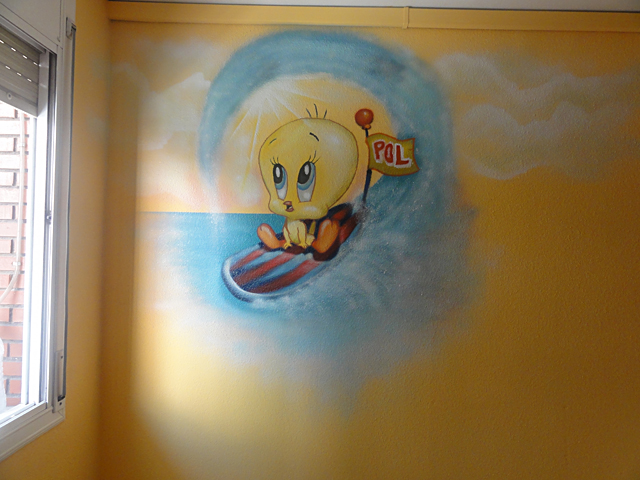 Mural de Piolin y Silvestre bebes