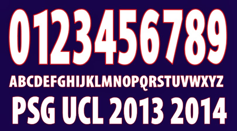 Font Number Football: font PSG UCL 2013 2014