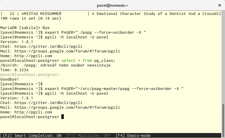 Pavel Stehule's blog: nice unicode border like psql for mysql and pgcli?