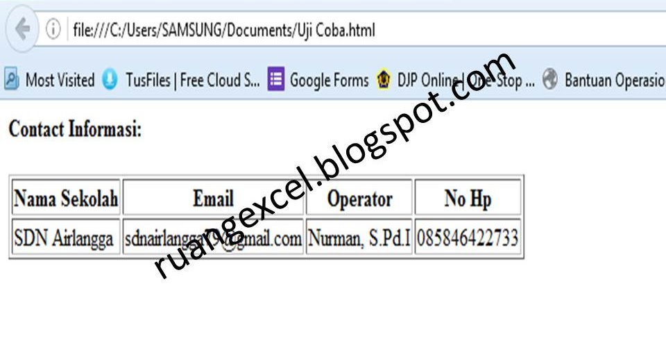 Cara Bikin Tabel di blog dengan kode HTML - Ruang Excel